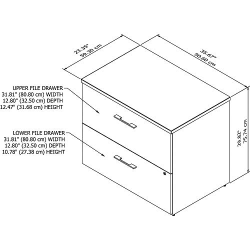 Bush Business Furniture Office 500 2 Drawer Lateral File Cabinet-Assembled, 36W, Storm Gray