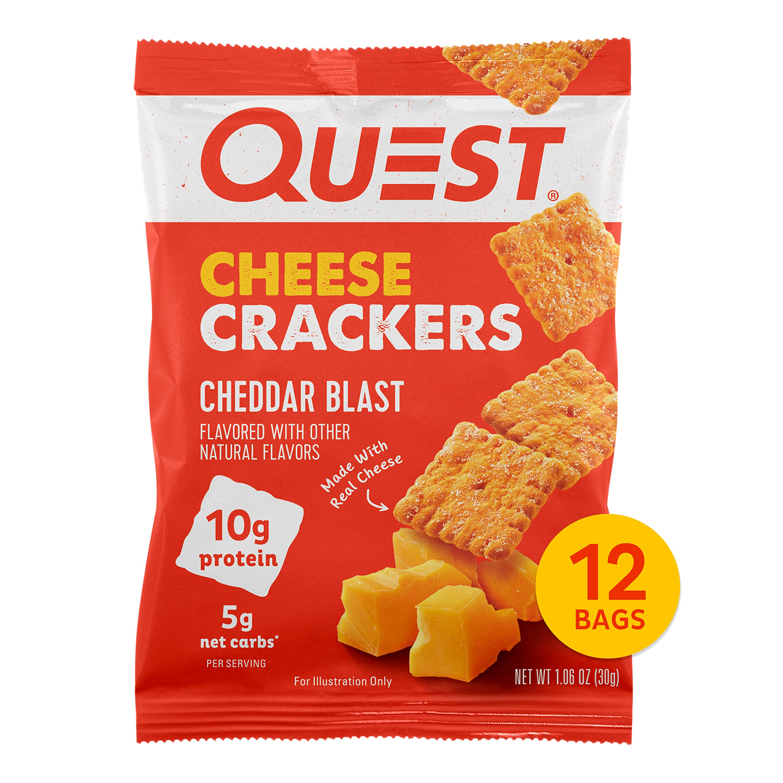 Quest Nutrition Tortilla Style Protein Chips, 1.1 Ounce & Cheese Crackers, 12 Count & Chocolate Chip Protein Cookie, 12