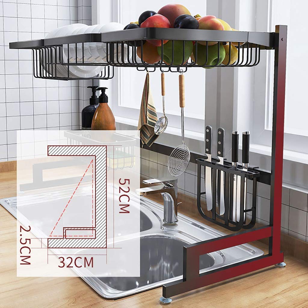 FEHUN Sinks,Stainless Steel Kitchen Sink Dish Drying Rack Drain Rack/79*32*52Cm