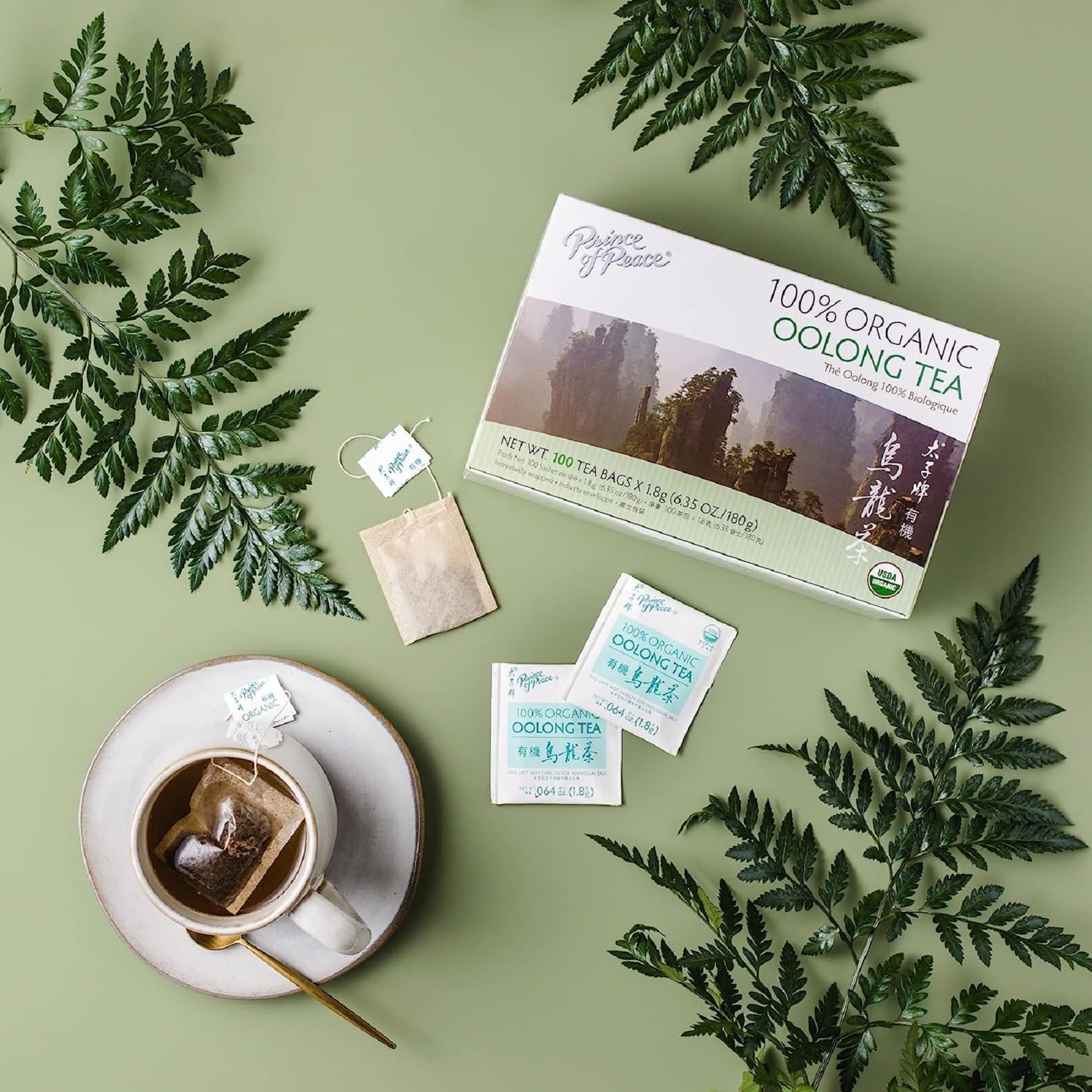 Prince of Peace Organic Oolong Tea, 100 Tea Bags β 100% Organic Black Tea β Unsweetened Black Tea β Lower Caffeine Alternative to Coffee β Herbal Health Benefits
