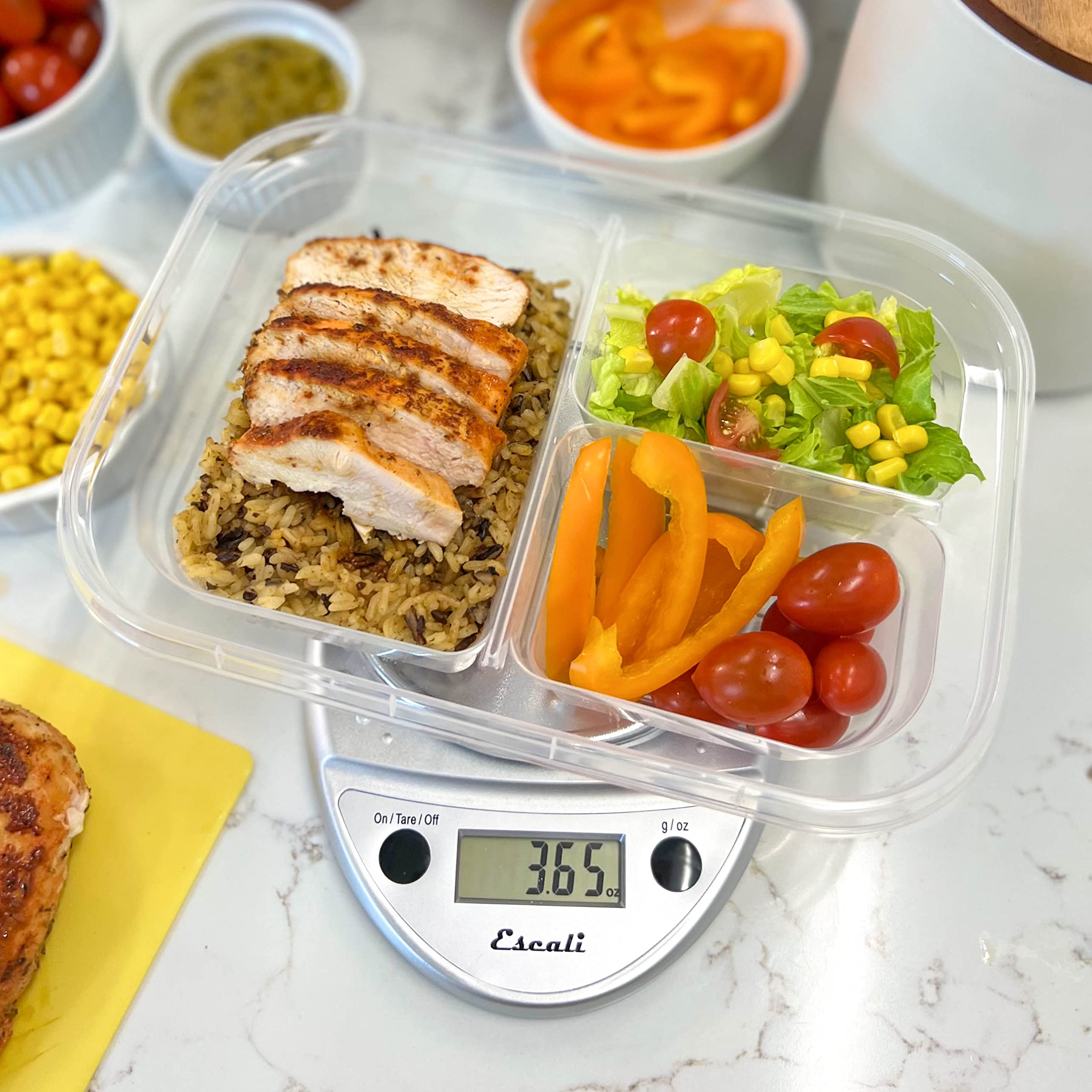 Escali Primo Digital Food Scale, Multi-Functional Kitchen Scale, Precise Weight Measuring and Portion Control, Baking and Cooking Made Simple, 8.5 x 6 x 1.5 inches, Chrome