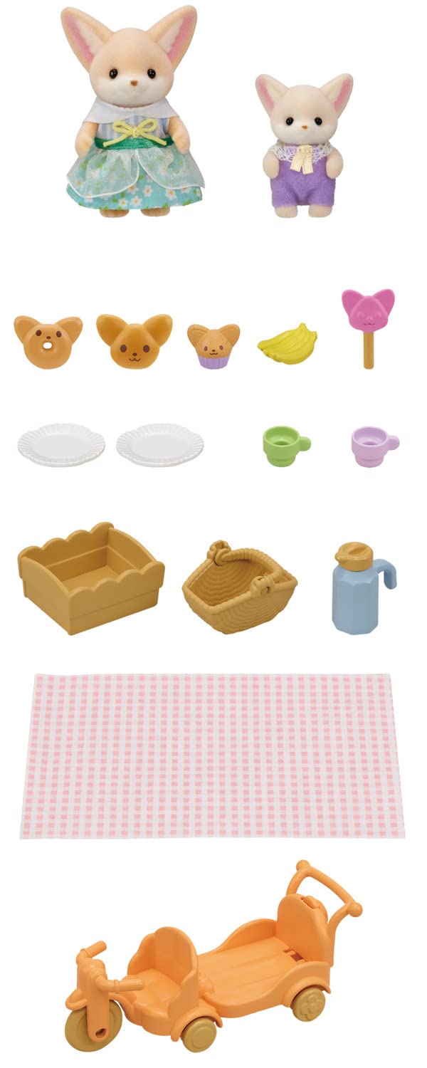 Calico Critters Sunny Picnic Set - Fennec Fox Sister & Baby, Doll Playset with Figures and Accessories