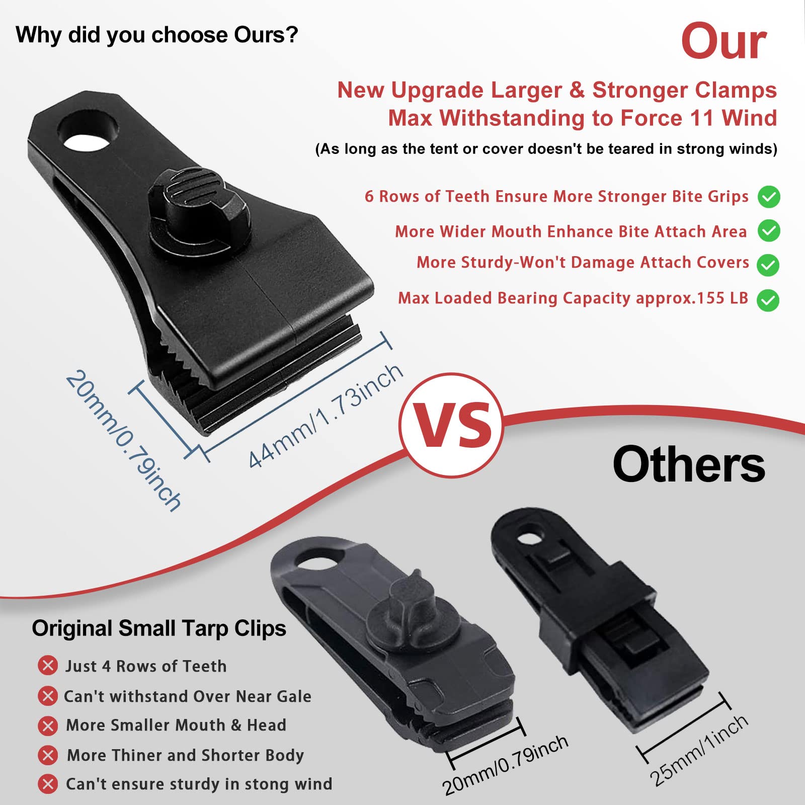 Large Tarp Clips Heavy Duty Lock Grip, 48 Pack Tarp Clamps Heavy Duty Camping Awnings Caravan Canopies Car Swimming Pool Boat Cover Tarp Clip