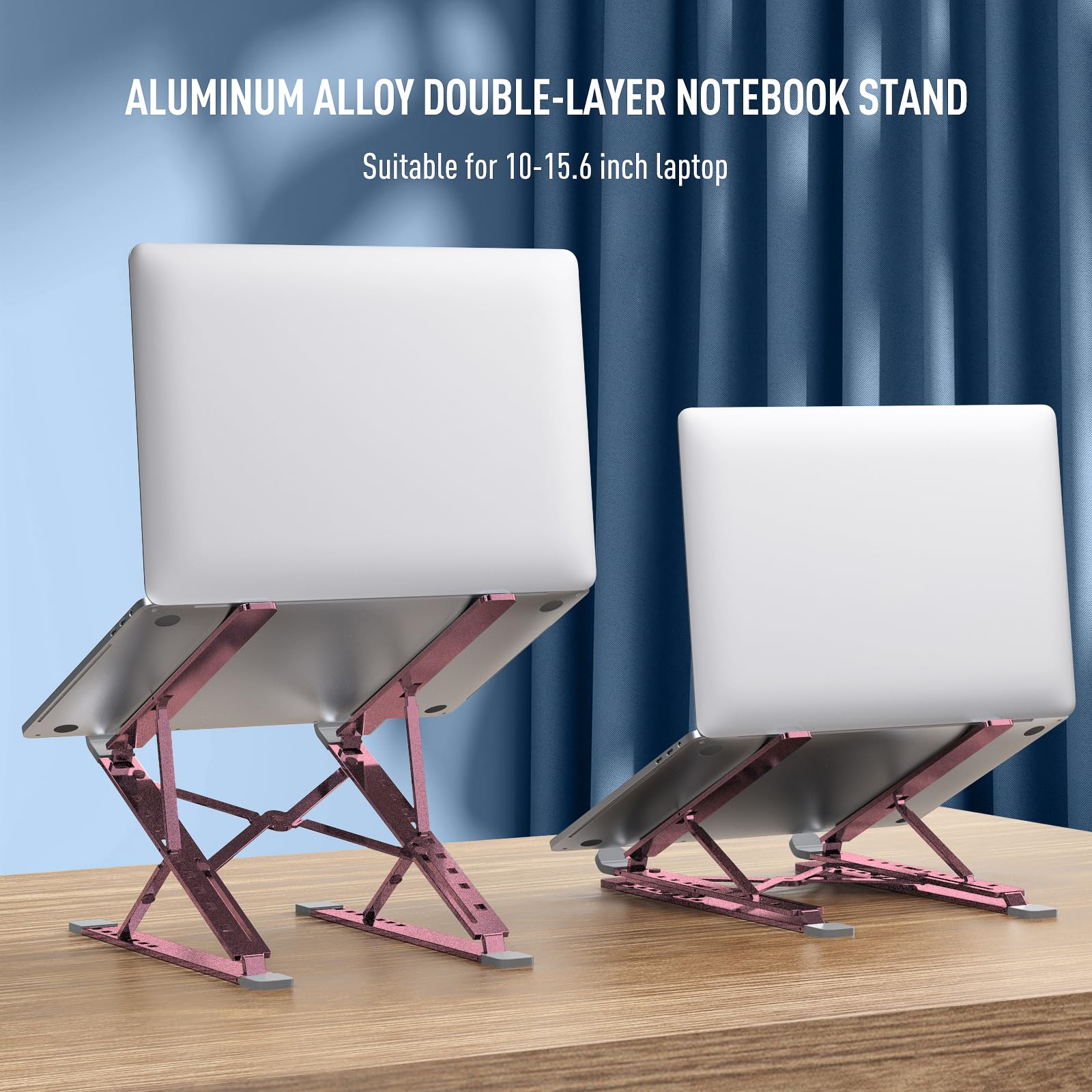 VAJUN Laptop Stand for Desk, Multi-Angle Adjustable Aluminum Portable Laptop Stand, Ergonomic Laptops Elevator for Desk, Metal Holder Compatible with 10 to 15.6 Inches Notebook Computer, Silve