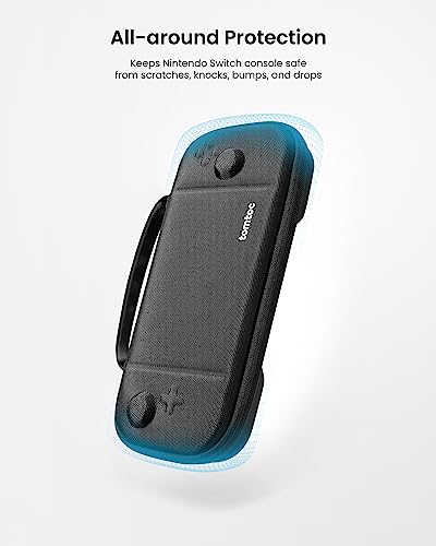 tomtoc Carrying Case for Hori Nintendo Switch Split Pad Compact, Hard Shell Protective Travel Bag with 10 Game Cartridges, Split Pad Fit Controllers case, Shockproof, Lightweight, Portable, Black