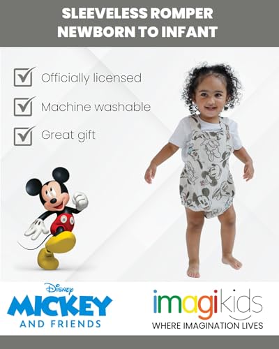 Disney Mickey Mouse Goofy Donald Duck Infant Baby Boys Cotton Gauze Short Overalls Gray Shortall 18 Months