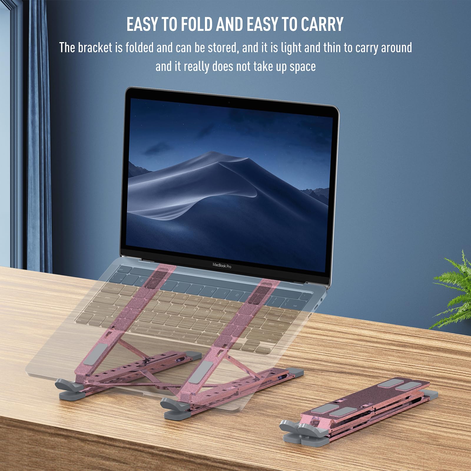 VAJUN Laptop Stand for Desk, Multi-Angle Adjustable Aluminum Portable Laptop Stand, Ergonomic Laptops Elevator for Desk, Metal Holder Compatible with 10 to 15.6 Inches Notebook Computer, Silve