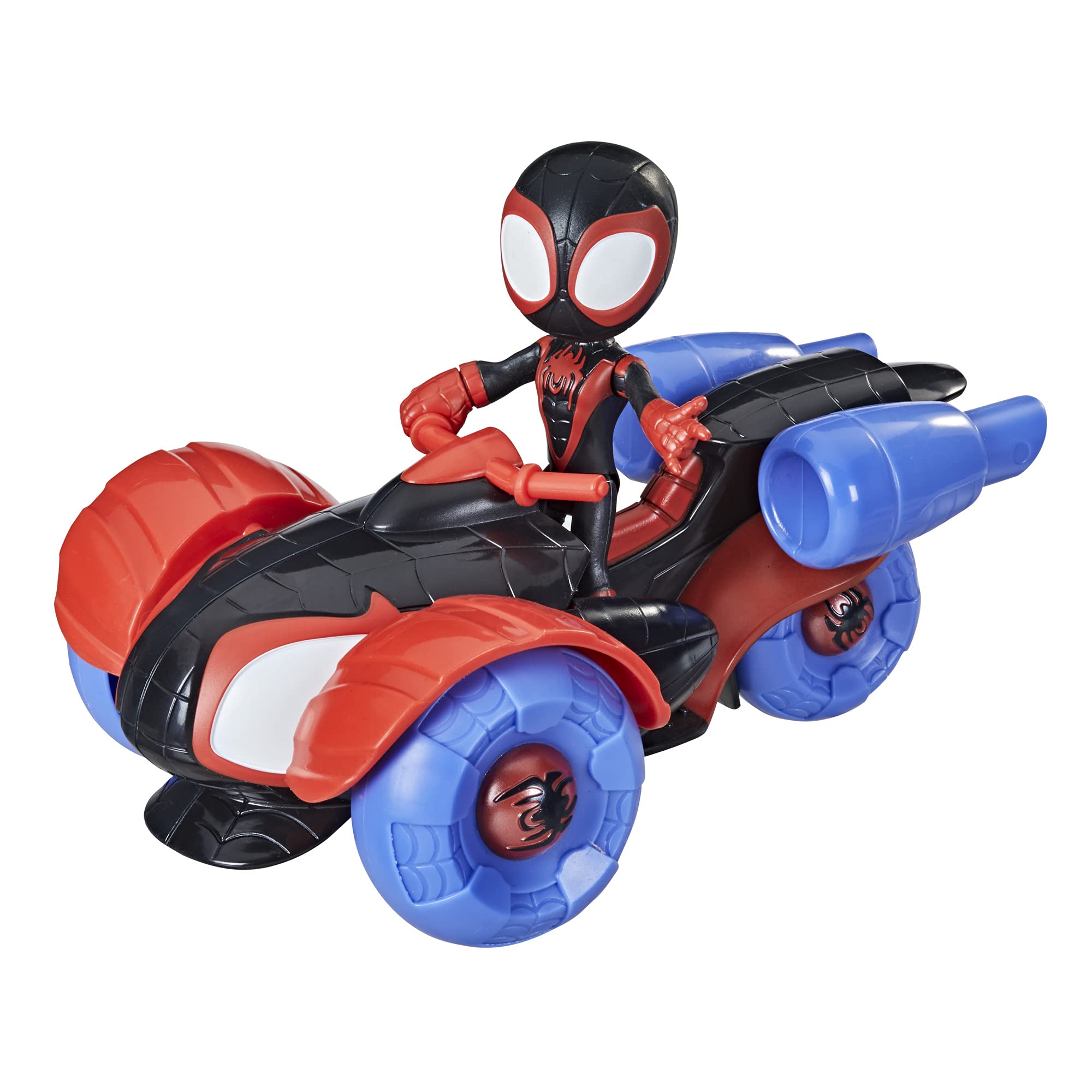Spidey and His Amazing Friends Marvel Change 'N Go Techno-Racer and 4-Inch Miles Morales: Spider-Man Action Figure, 2 in 1 Vehicle, for Kids Ages 3 and Up