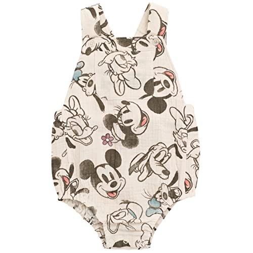 Disney Mickey Mouse Goofy Donald Duck Infant Baby Boys Cotton Gauze Short Overalls Gray Shortall 18 Months