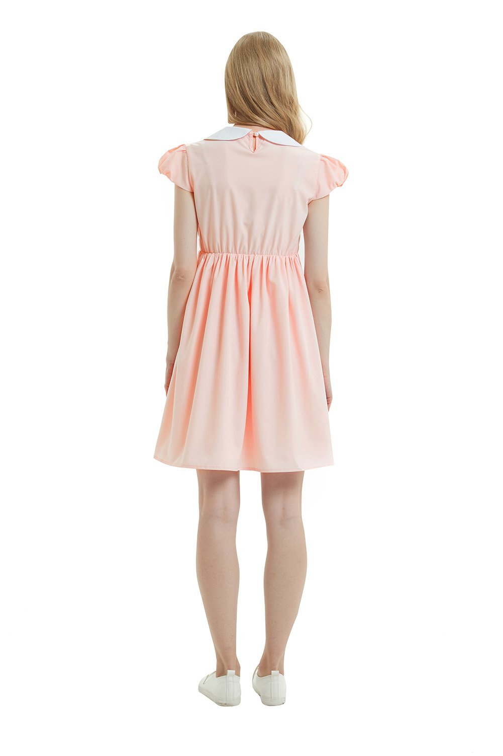 Oulooy Women's Pure Pink Peter Pan Collar Summer Dresses For Women 2023 Short Sleeve, X-Large