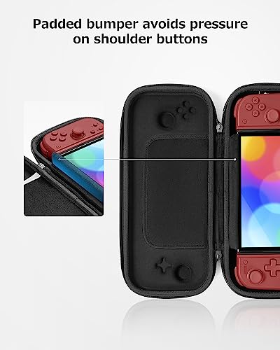 tomtoc Carrying Case for Hori Nintendo Switch Split Pad Compact, Hard Shell Protective Travel Bag with 10 Game Cartridges, Split Pad Fit Controllers case, Shockproof, Lightweight, Portable, Black