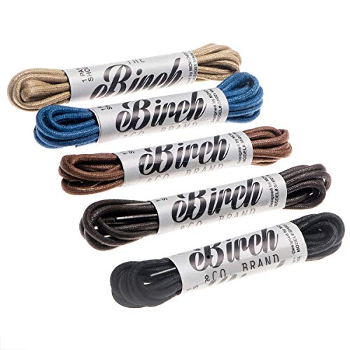 Birch 3/32”(2.4 mm) Thin Premium Round Waxed Dress Shoelaces (32" (81 cm) - L, BROWN)