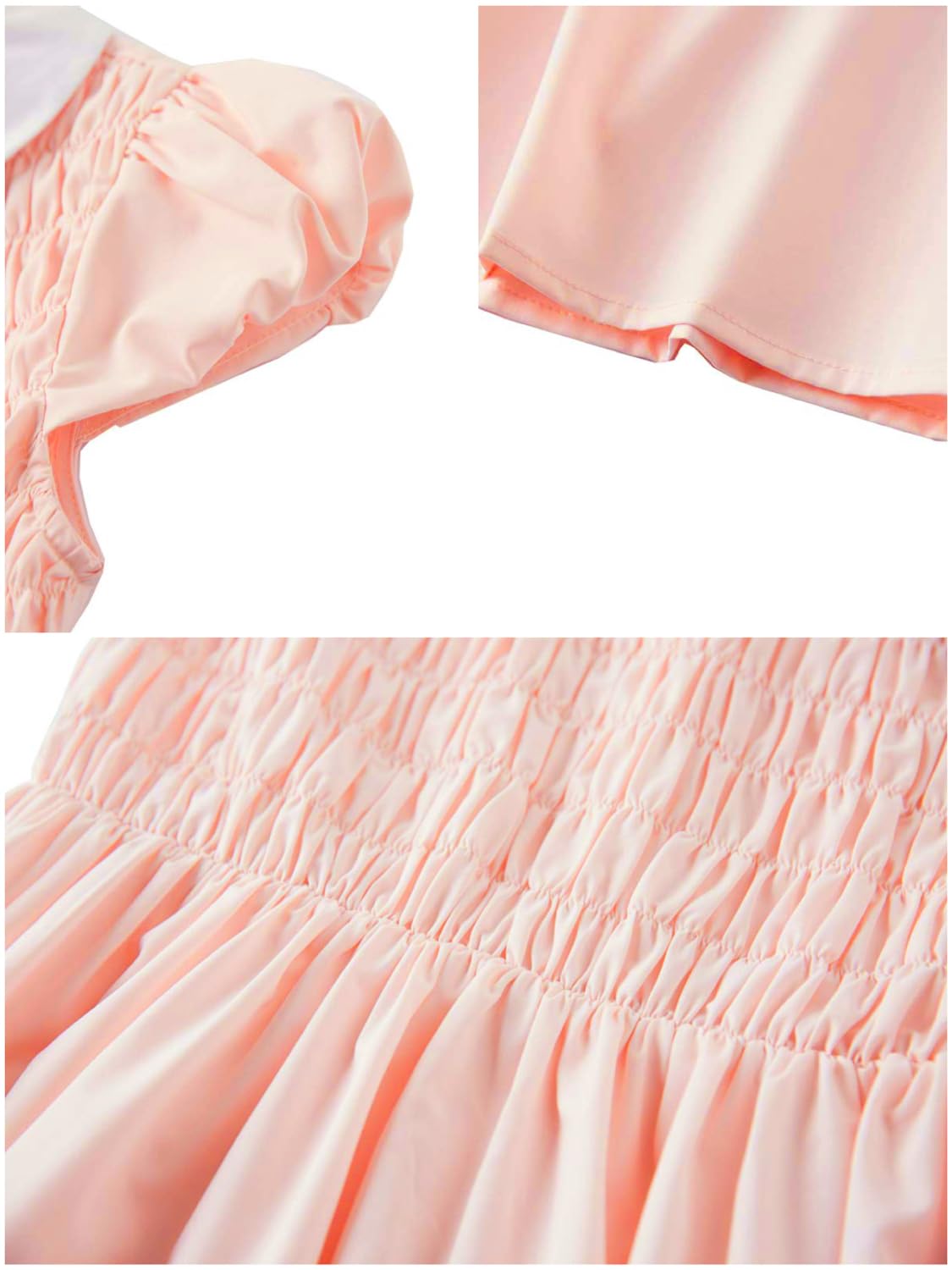 Oulooy Women's Pure Pink Peter Pan Collar Summer Dresses For Women 2023 Short Sleeve, X-Large