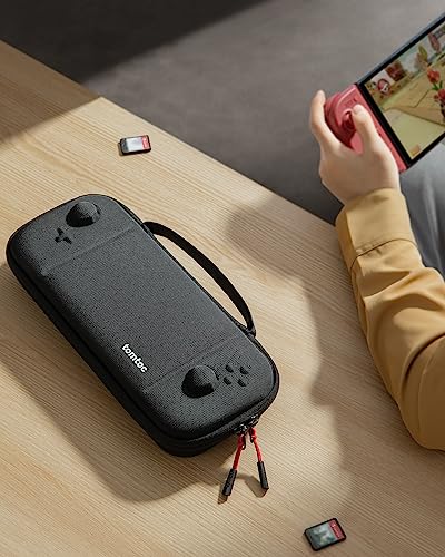 tomtoc Carrying Case for Hori Nintendo Switch Split Pad Compact, Hard Shell Protective Travel Bag with 10 Game Cartridges, Split Pad Fit Controllers case, Shockproof, Lightweight, Portable, Black