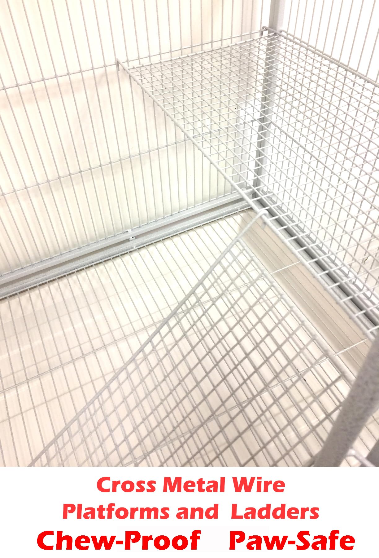64" Extra Large Wrought Iron Chewproof 4-Levels Tight 1/2-inch Bar Spacing Ferret Chinchilla Sugar Glider Mice Rat Home Cage with Removable Stand On Wheels