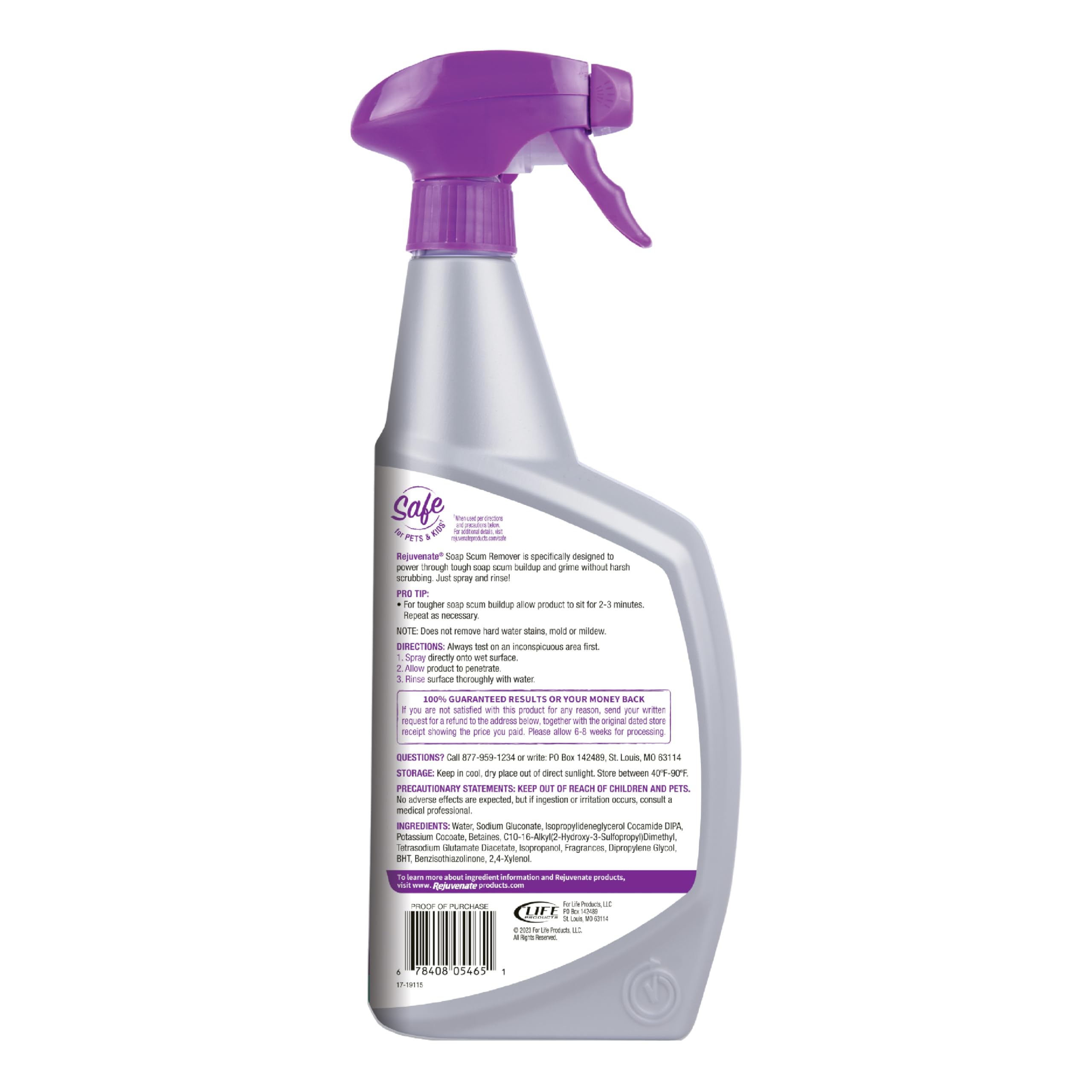 Rejuvenate Scrub Free Soap Scum Remover Shower Glass Door Cleaner Works on Ceramic Tile, Chrome, Plastic and More 24oz