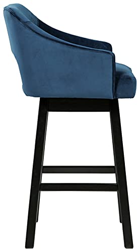 Signature Design by Ashley Tallenger 31" Upholstered Swivel Bar/Pub Height Bar Stool, 2 Count, Blue & Dark Brown