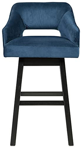 Signature Design by Ashley Tallenger 31" Upholstered Swivel Bar/Pub Height Bar Stool, 2 Count, Blue & Dark Brown