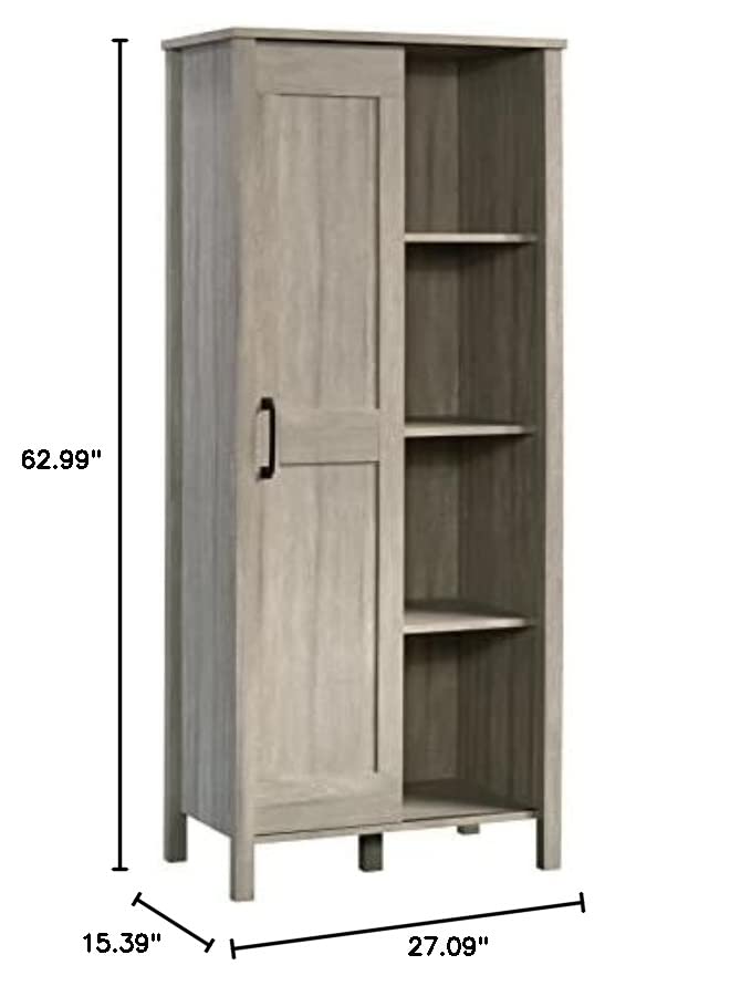 Sauder Miscellaneous Storage Sliding Door Cabinet, L: 27.09" x W: 15.39" x H: 62.99", Spring Maple Finish