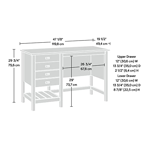 Sauder Cottage Road Pedestal Desk, Soft White Finish