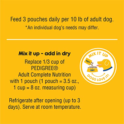 Pedigree High Protein Wet Dog Food Pouches, Variety Pack, 3.5 oz. Pouches,(Pack of 18)