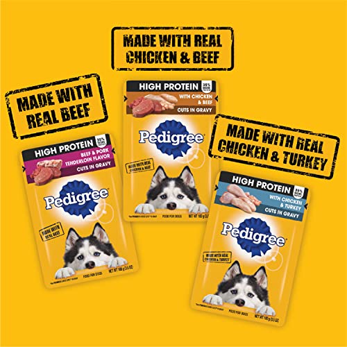 Pedigree High Protein Wet Dog Food Pouches, Variety Pack, 3.5 oz. Pouches,(Pack of 18)