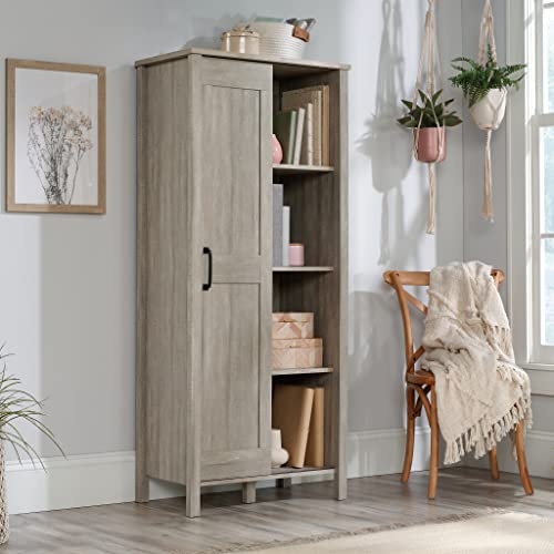 Sauder Miscellaneous Storage Sliding Door Cabinet, L: 27.09" x W: 15.39" x H: 62.99", Spring Maple Finish