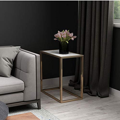 Articles for daily use Marble Rectangular Small Coffee Table, Modern Minimalist Sofa Side Table and Corner Table, Portable Workstation, Living Room Bedroom Bedside Table