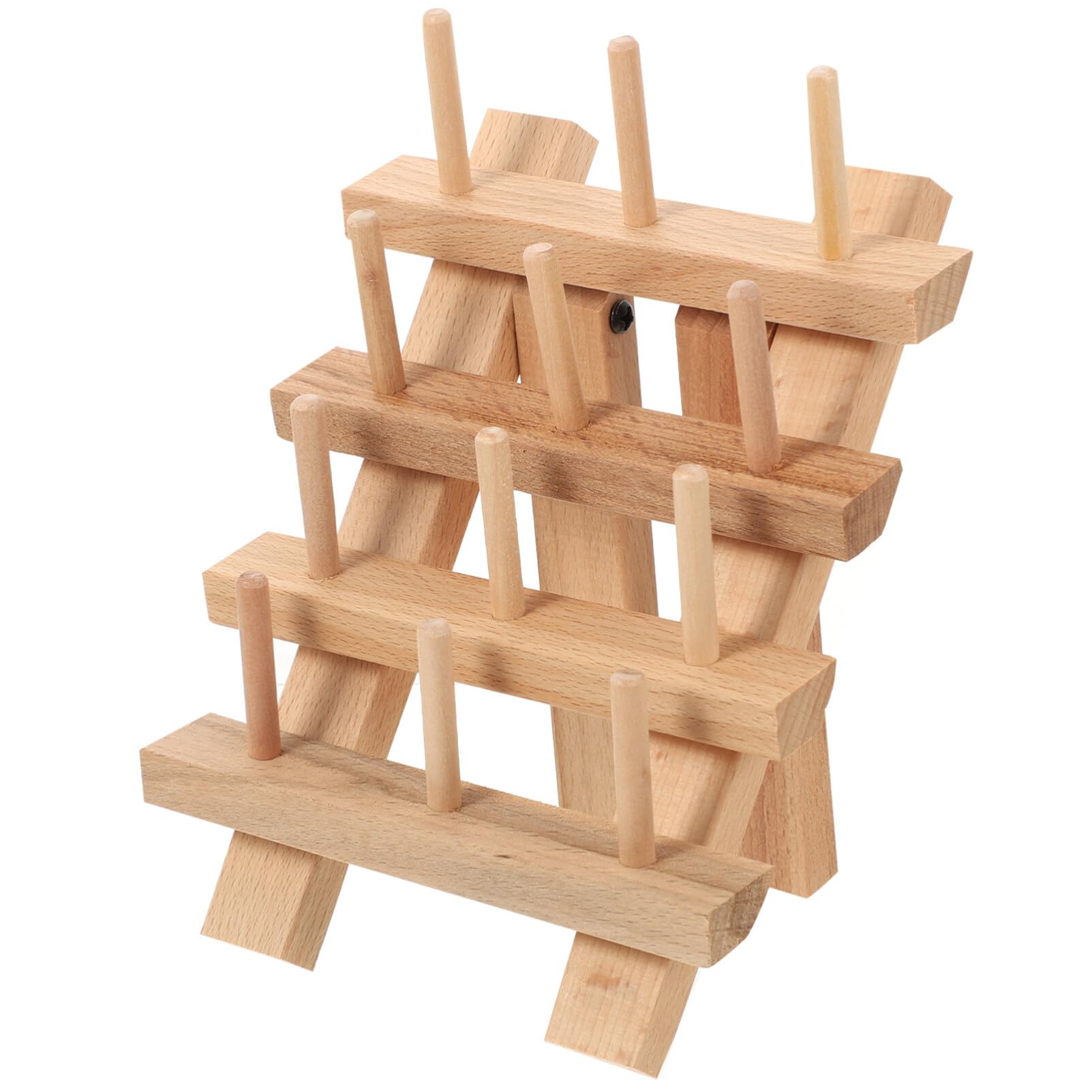 EXCEART 12 Spool/Cone Wooden Thread Rack Wooden Folding Thread Holder Organizer Sewing Embroidery Thread Rack for Sewing Embroidery Quilting Craft