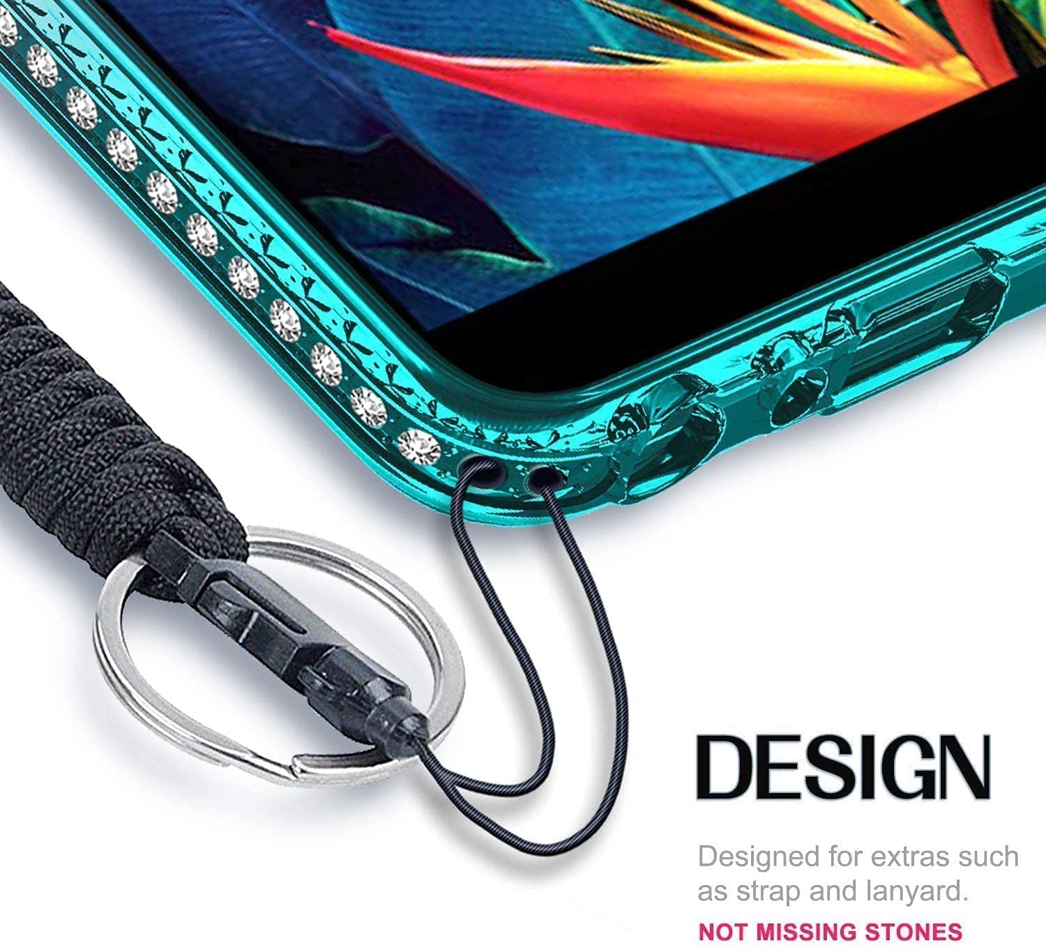 NGB Supremacy for Galaxy Note 10+ (Plus) Phone Case with Screen Protector (Flexible TPU), Ring Holder/Wrist Strap Lanyard, Glitter Floating Liquid Cute Case for Samsung Note 10 Plus Pink/Aqua