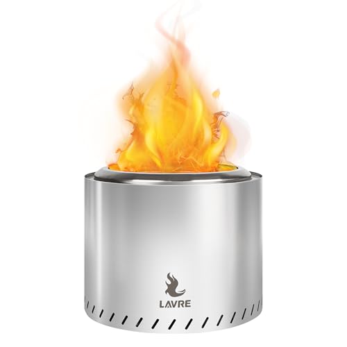 WOXYX Stainless Steel Smokeless Fire Pit,Portable Wood Burning Fireplace with Removable Ash Pan, Large Outdoor Firepit