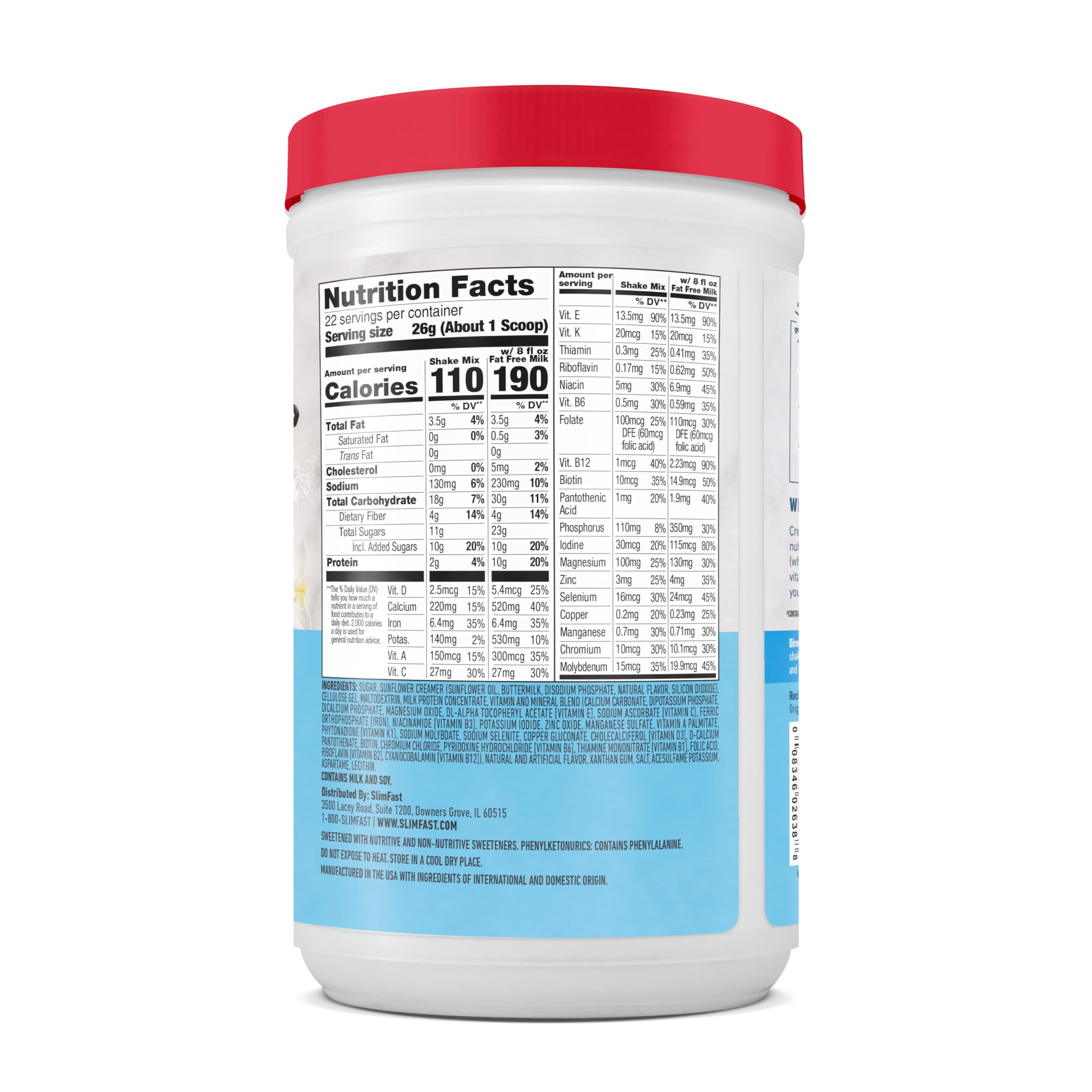 SlimFast Meal Replacement Powder, Original French Vanilla, Weight Loss Shake Mix, 10g of Protein, 22 Servings (Packaging May Vary)