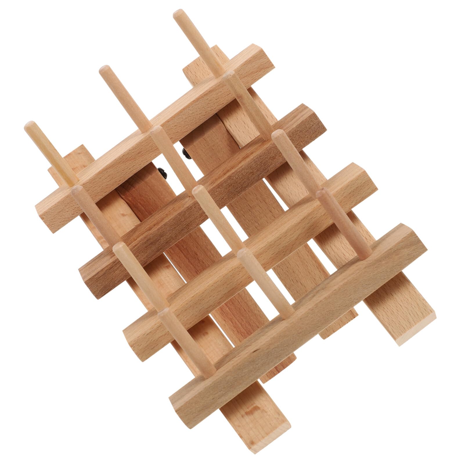 EXCEART 12 Spool/Cone Wooden Thread Rack Wooden Folding Thread Holder Organizer Sewing Embroidery Thread Rack for Sewing Embroidery Quilting Craft