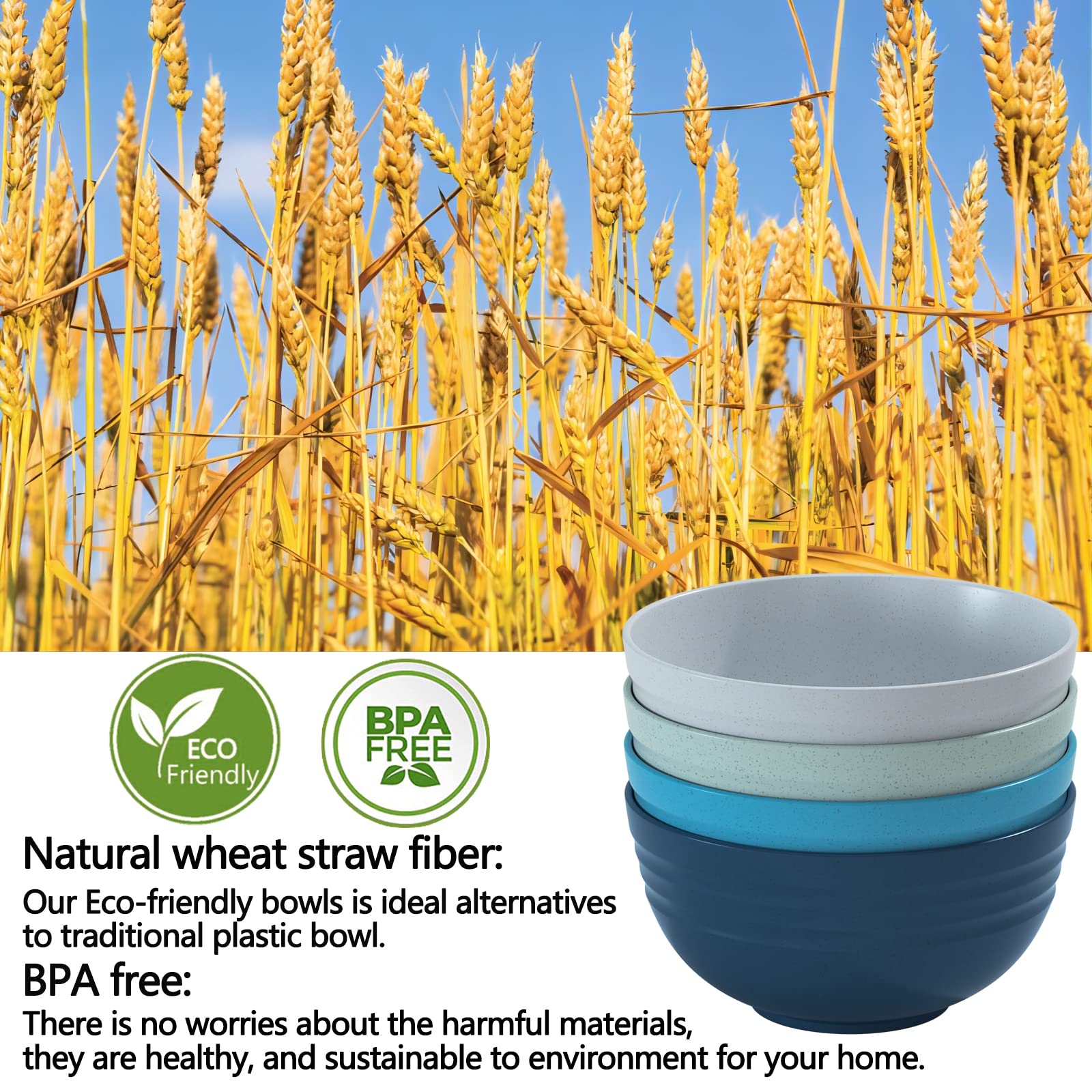 Homestockplus Unbreakable Cereal Bowls 24 OZ Microwave and Dishwasher Safe BPA-Free Bowl Dessert Bowls for Serving Soup, Oatmeal, Pasta and Salad [Set of 6]