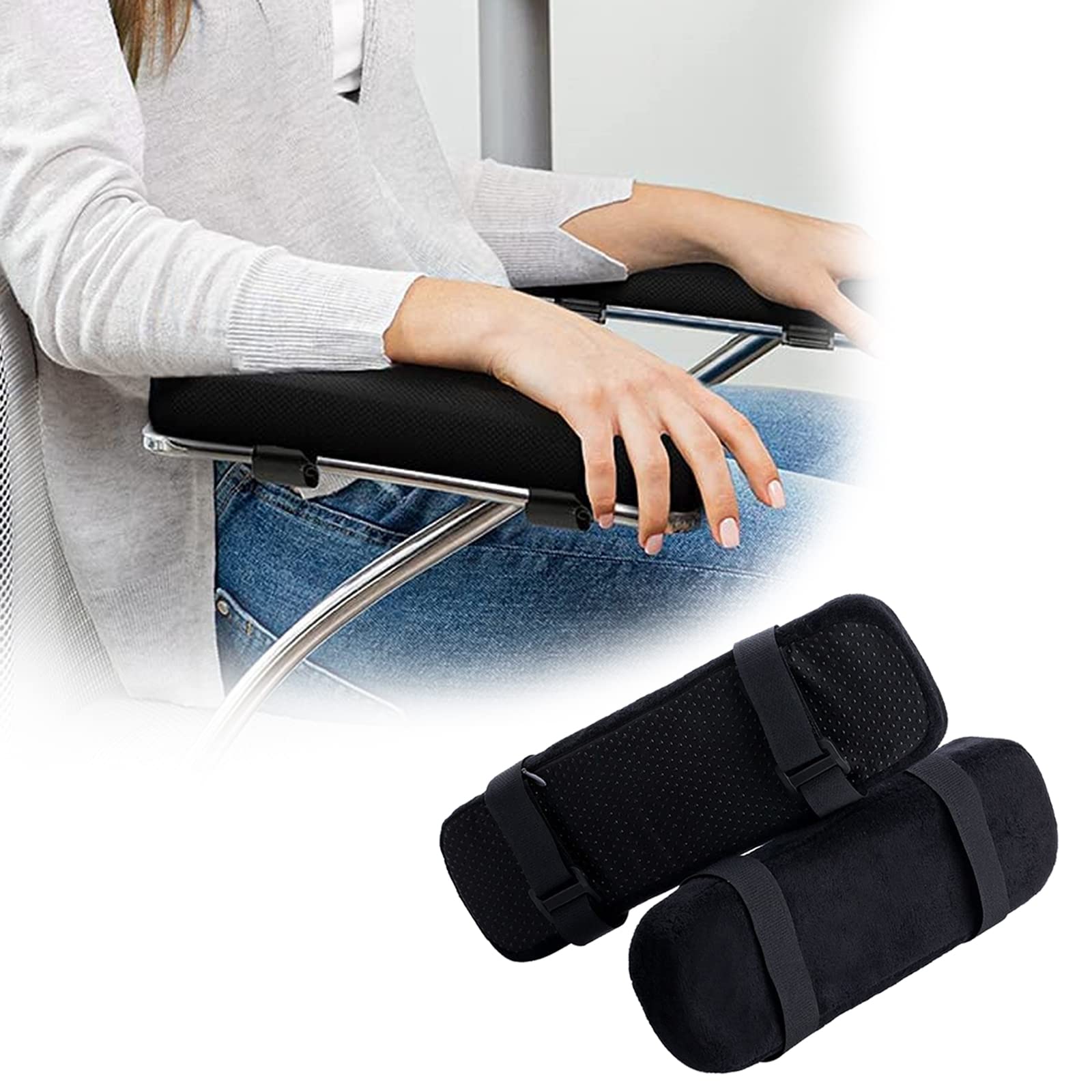 HiLeuYie Desk Chair Arm Pads - Ergonomic Memory Foam Office Chair Armrest Pads - Thick Chair Armrest Pads - Arm Rest Pillow - Gaming Chair Arm Pads - Elbow Support Cushion for Computer (Set of 2)
