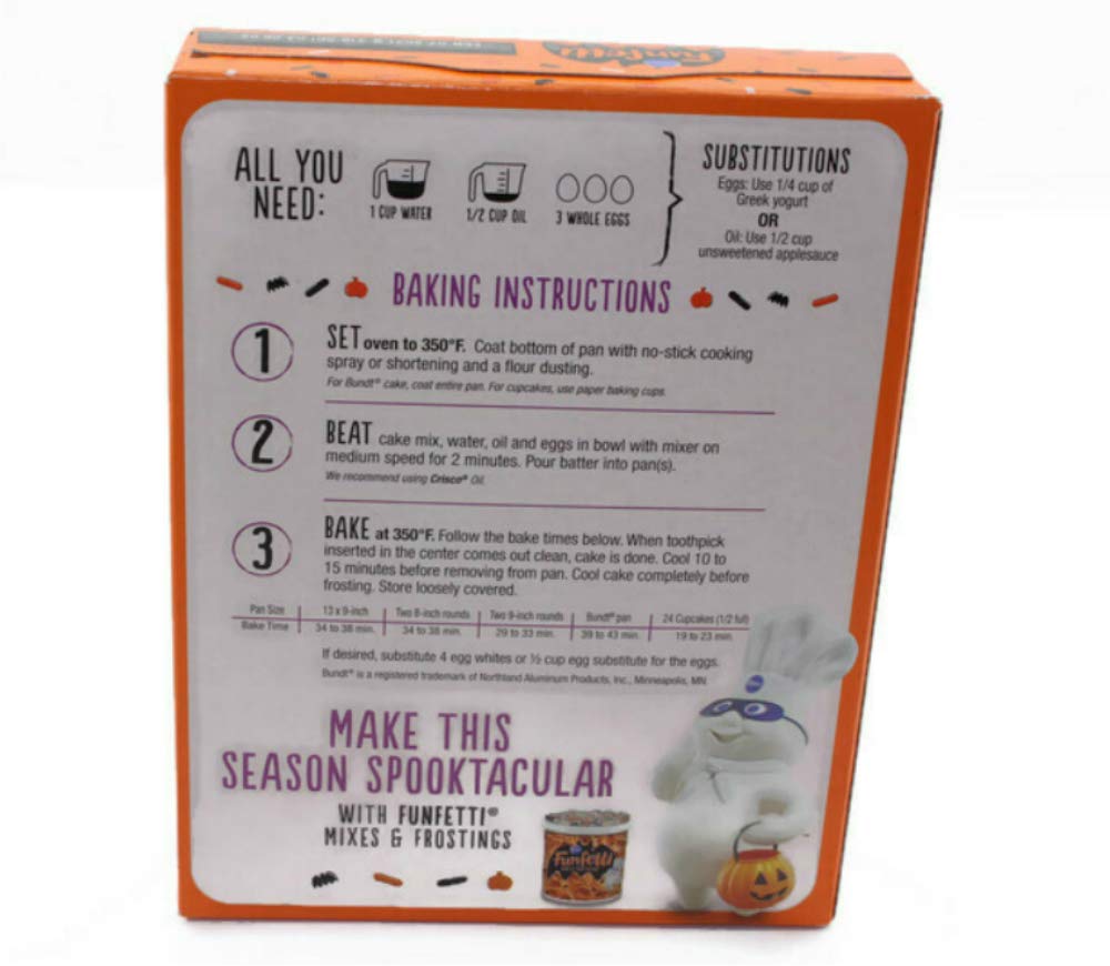 Pillsbury Funfetti Halloween Cake Mix with Candy Bits and Gluten Free Vanilla Frosting for a Fun Filled Halloween Cupcake Baking Event (Bundle)