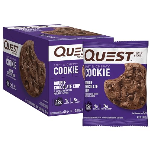 Quest Nutrition Double Chocolate Chip Protein Cookie, High Protein, Low Carb, 12 Count