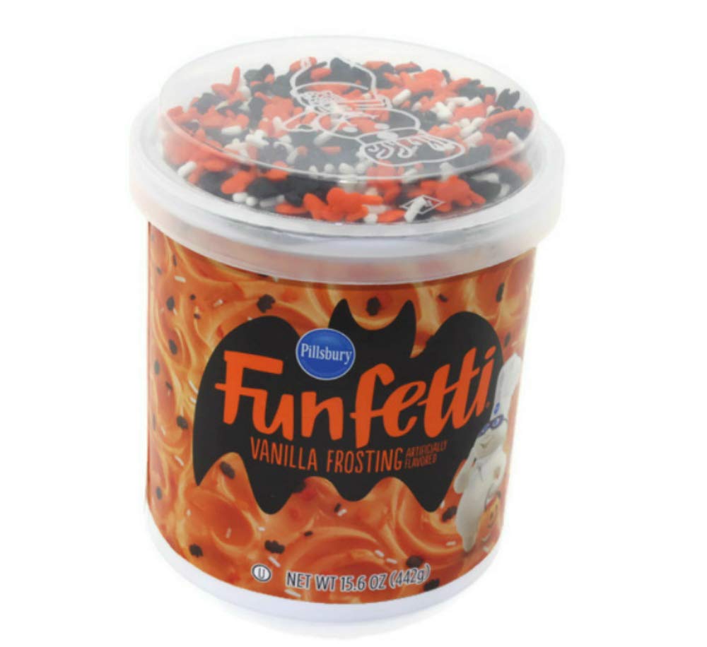 Pillsbury Funfetti Halloween Cake Mix with Candy Bits and Gluten Free Vanilla Frosting for a Fun Filled Halloween Cupcake Baking Event (Bundle)