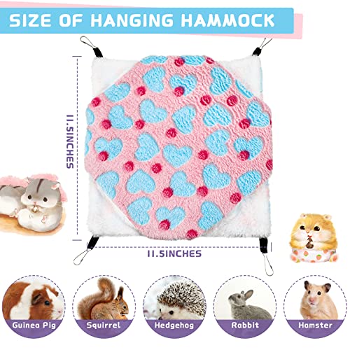Sadnyy 10 Pieces Guinea Pig Rat Hammock Double Layer Ferret Sleeping Bed Toys Small Animal Hanging Cage Warm Hammock for Ferrets Chinchilla Reptile Glider Squirrel Hideout Play Sleep(Fresh Pattern)