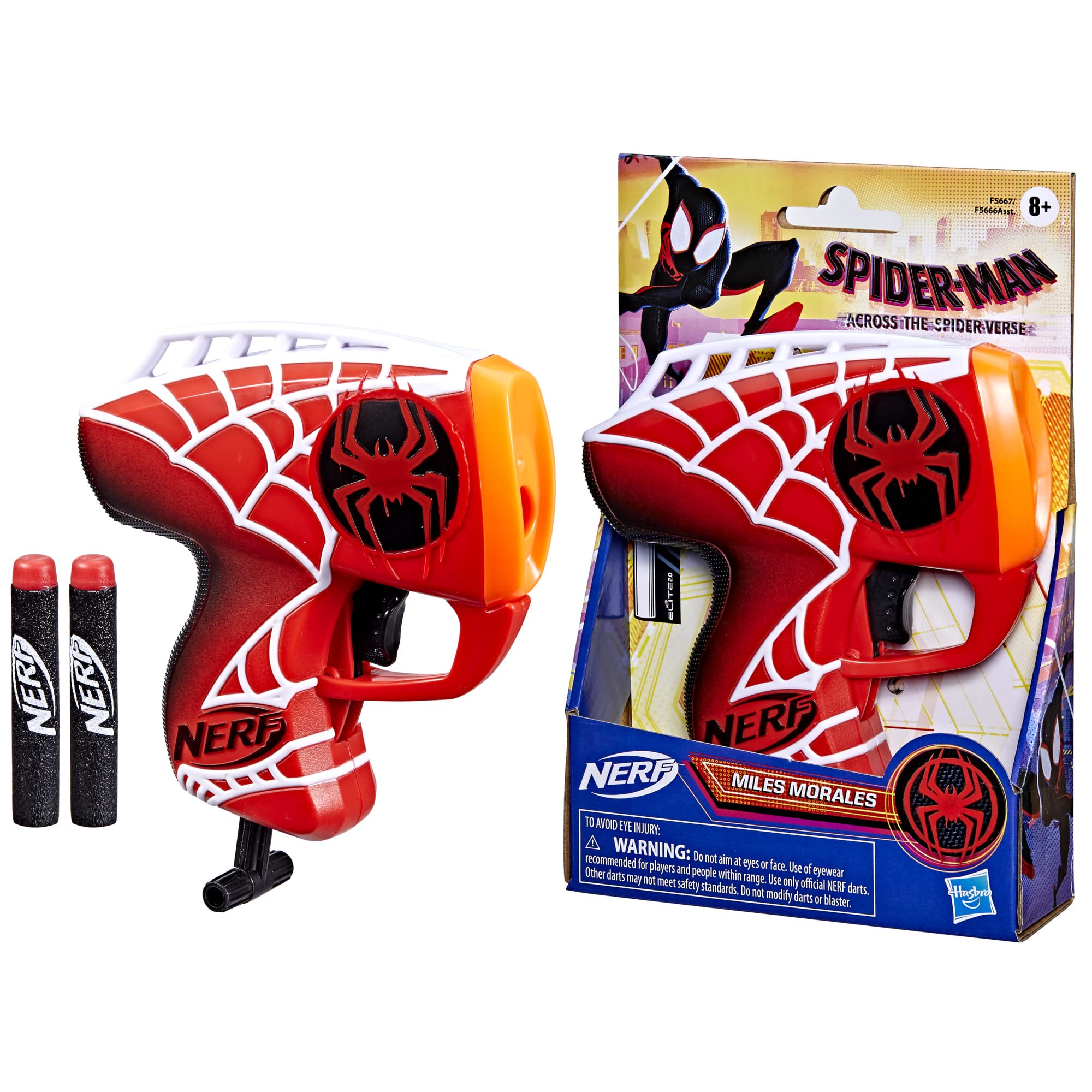 Nerf Spider-Man: Across The Spider-Verse, Miles Morales MicroShots Dart Blaster, Movie Inspired Design, 2 Elite Darts