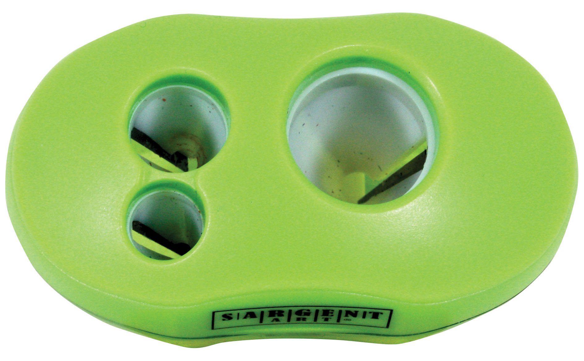 Sargent Art 3 Manual Hole Pencil Sharpeners - 3 Holes With Lid - Portable Colored Pencil Sharpener - Jumbo - Green - Easy Grip Oval Shape