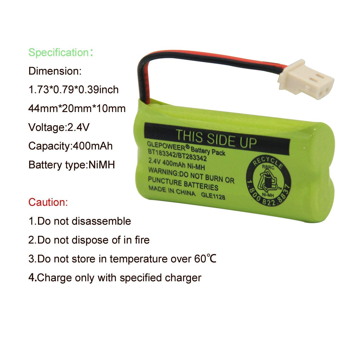 DM221 BT183342/BT283342 2.4V 400mAh Ni-MH Battery Pack, Also Compatible with Cordless Phone Batteries BT166342/BT266342 BT162342/BT262342 CS6709 CS6609 CS6509 CS6409 EL52100 EL50003(2 Pack)