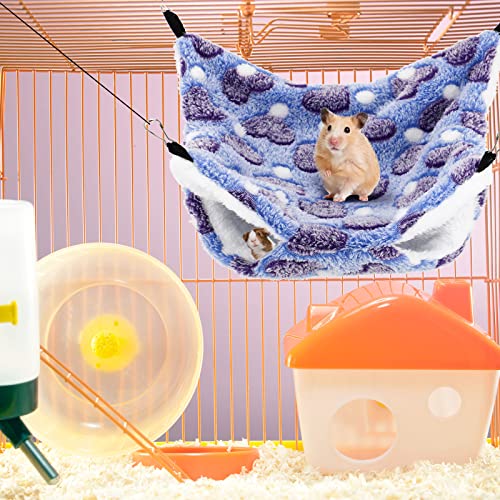 Sadnyy 10 Pieces Guinea Pig Rat Hammock Double Layer Ferret Sleeping Bed Toys Small Animal Hanging Cage Warm Hammock for Ferrets Chinchilla Reptile Glider Squirrel Hideout Play Sleep(Fresh Pattern)