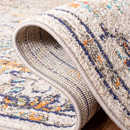 SAFAVIEH Madison Collection 5'3" x 7'6" Grey/Light Blue MAD447F Boho Chic Medallion Distressed Non-Shedding Living Room Bedroom Dining Home Office Area Rug