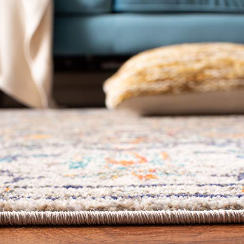 SAFAVIEH Madison Collection 5'3" x 7'6" Grey/Light Blue MAD447F Boho Chic Medallion Distressed Non-Shedding Living Room Bedroom Dining Home Office Area Rug