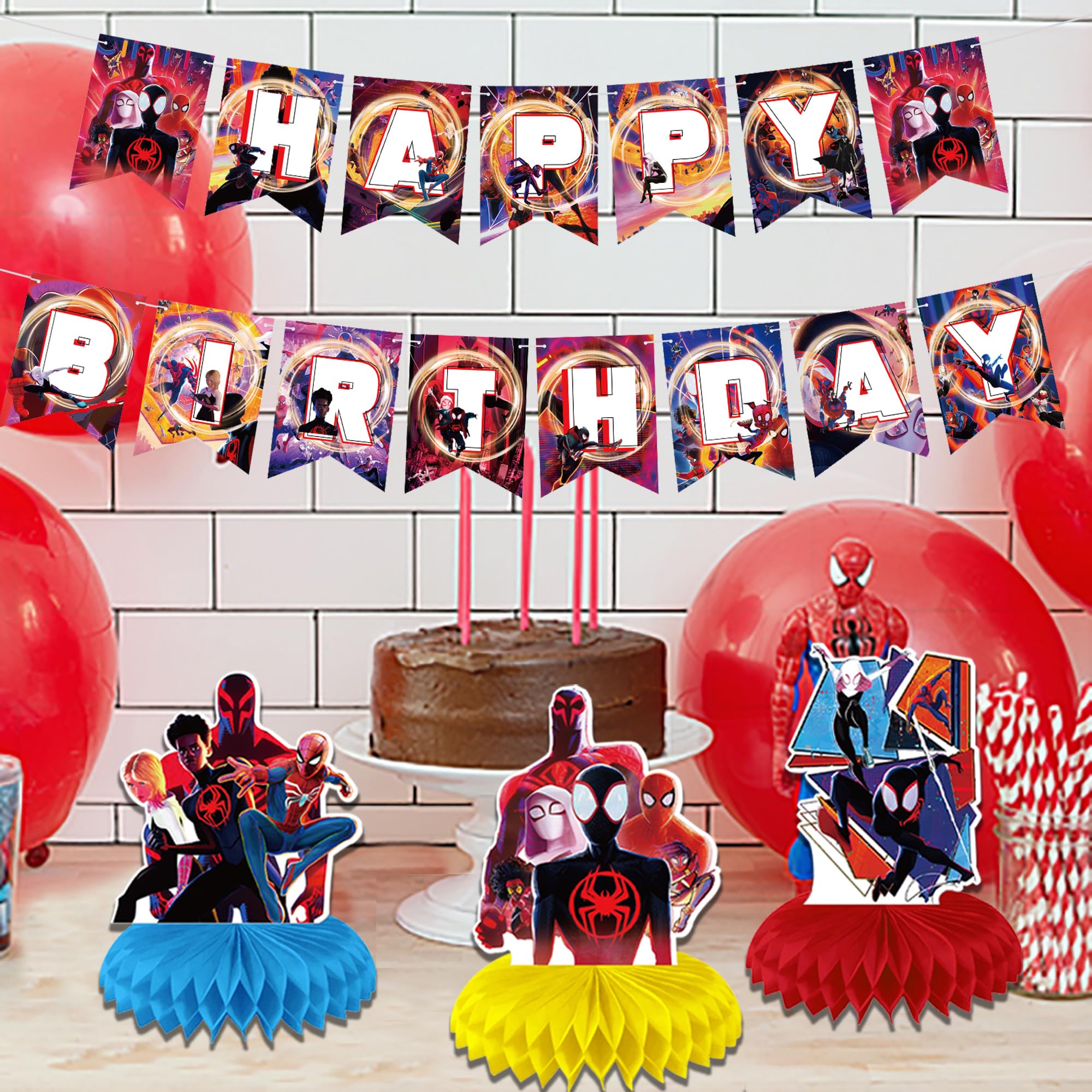 Birthday Party Supplies, Birthday Decorations Set Include Birthday Banners,Hanging Swirls and Honeycomb Centerpiece for Party Decorations
