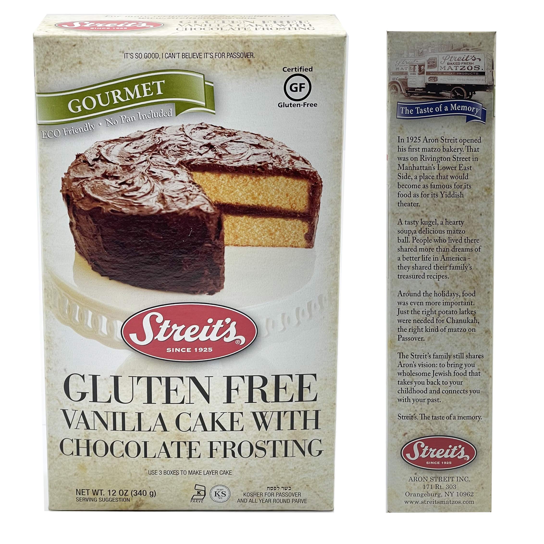 Streit's Vanilla Cake Mix, Homestyle Vanilla with Chocolate Frosting, Kosher For Passover, 12 Oz (Vanilla Cake with Chocolate Frosting, 2-Pack)