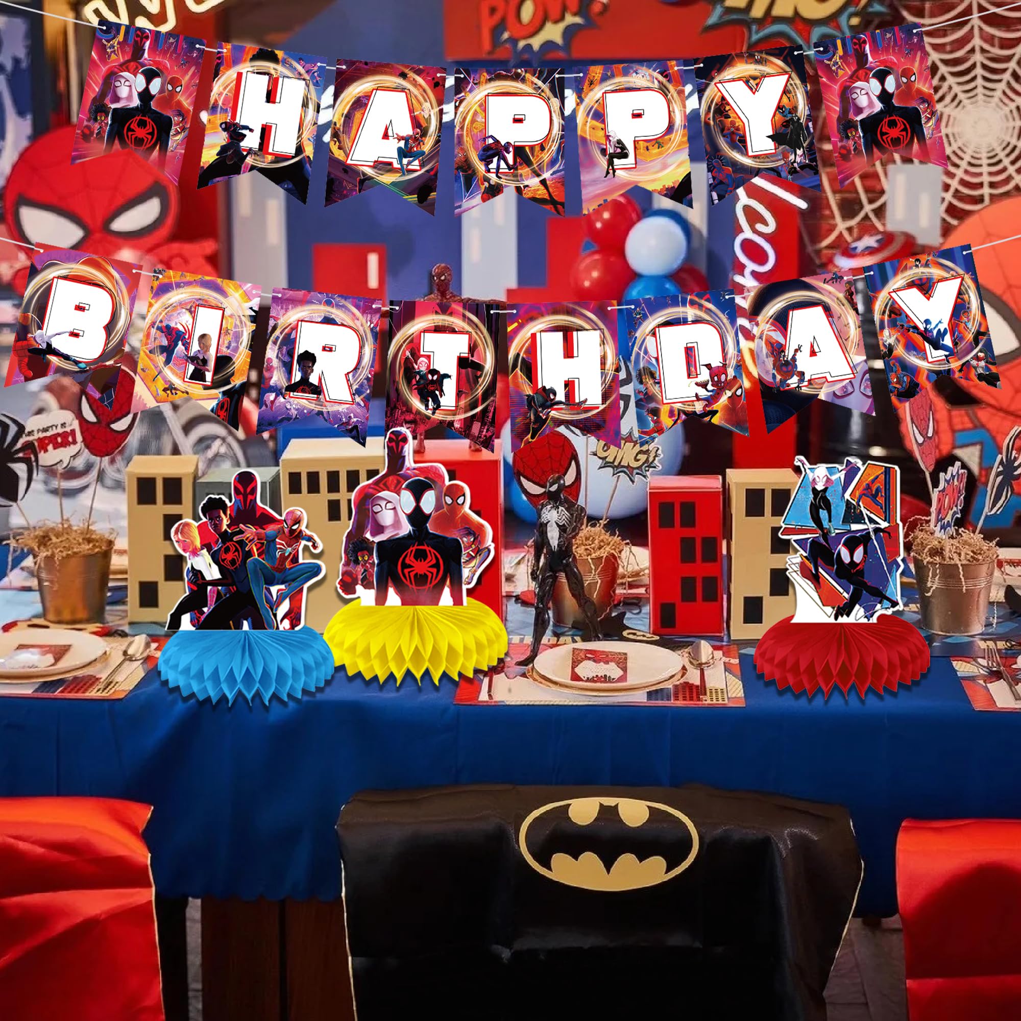 Birthday Party Supplies, Birthday Decorations Set Include Birthday Banners,Hanging Swirls and Honeycomb Centerpiece for Party Decorations