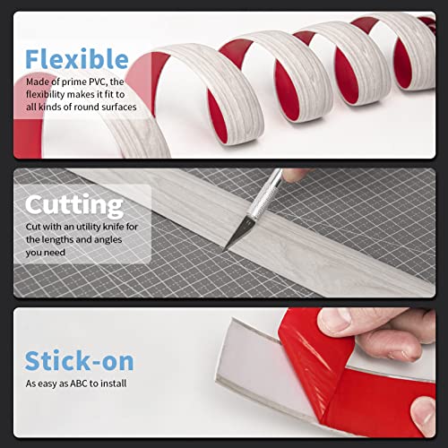 Art3d 4 FT Self Adhesive Vinyl Floor Transition Strip, Laminate Floor Strip Floor Flat Divider Strip for Joining Floor Gaps,Carpet Threshold Transition,Floor Tiles(1.57in, White-Washed)