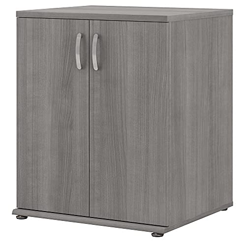 Bush Business Furniture Universal Floor Storage Cabinet with Doors and Shelves, Platinum Gray